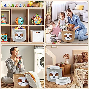 Kigeli 2 Pcs Sloth Small Woven Basket Storage Basket Sloth Basket Cotton Rope Baskets for Storage Baby Basket for Nursery Room Decor Diaper, Blankets, Toy Organizer