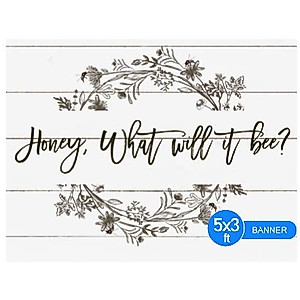 Gender Reveal Party Supplies - 70 Pieces - What Will It Bee Gender Reveal Banner, Gold, Green, Black, White Color Theme - Kit with Arch, Greenery, Balloons, Cake Topper, Black Gender Reveal Balloon