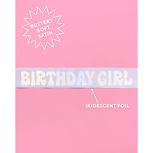 xo, Fetti Birthday Girl sash - Pastel Purple + Iridescent | Fun Birthday Party Decorations, Rainbow Birthday Decor, HBD, Disco Bday