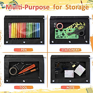 Thenshop 96 Pcs 3 Ring Pencil Pouch, Pencil Zipper Pouches for 3 Ring, Zipper Pencil Pouches Bulk, Binder Pencil Bag, Pencil Cases with Clear Window for Boy Girl School Office Supplies