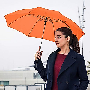 STROMBERGBRAND UMBRELLAS Spectrum Popular Style 16" Automatic Open Umbrella Light Weight Travel Folding Umbrella for Men and Women, (Orange)