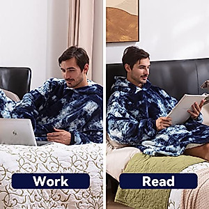 HANYUN Wearable Blanket Sweatshirt for Women and Men,Oversized Sherpa Fleece Blanket Hoodie with Giant Pocket Super Warm and Cozy