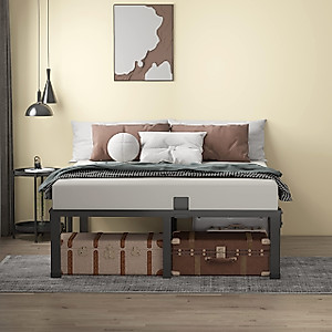 MAF 14 Inch Metal Platform Queen Bed Frame, Heavy Duty Black Bed Frames with Steel Slats Support, No Box Spring Needed, Noise Free, Easy Assembly