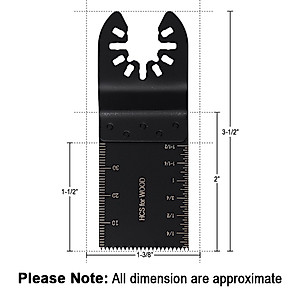 HIFROM Wood/Plastic & Bi-Metal Oscillating Multitool Quick Release Saw Blades Compatible with Fein，Porter Rockwell Cable,Bosch Craftsman(12 Pack)
