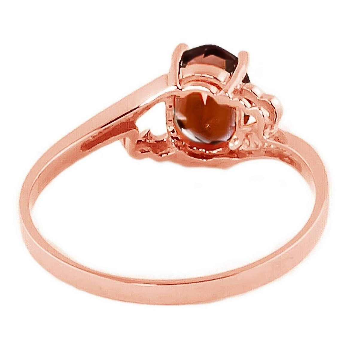Galaxy Gold GG 14k Rose Gold Ring with Oval-shaped Natural Garnet - Size 6
