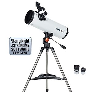 Celestron – Cometron 114mm Newtonian Telescope Newtonian Reflector Telescope with Parabolic Mirror – Alt–azimuth Mount – Ideal Telescope for Beginners – BONUS Astronomy Software Package