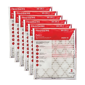 Frigidaire PureAir® 20x25x1 MERV 8 Allergen Electrostatic Pleated Air Conditioner HVAC AC Furnace Filters - 6 Pack (exact dimensions 19.81 X 24.81 X 0.81)
