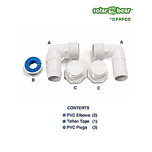 FAFCO Solar Bear/Cub Solar Water Heating System Installation Accessories and Hardware Kit for Above Ground and Inground Pool Systems