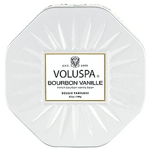 Voluspa Bourbon Vanille Candle | 3 Wick Tin | All Natural Wicks and Coconut Wax for Clean Burning | 12 Oz.