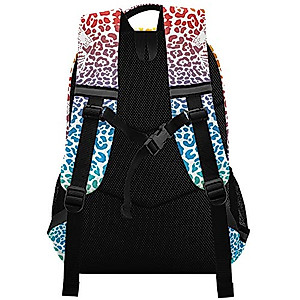 ALAZA Leopard Print Cheetah Animal Rainbow Colorful Backpack Purse for Women Men Personalized Laptop Notebook Tablet School Bag Stylish Casual Daypack, 13 14 15.6 inch