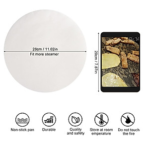 100Pcs Non-stick BBQ Barbecue Tin Foil Paper,11inch Baking Parchment Paper Sheets Round Paper for Baking Cakes, Cooking, Air Fryer Steaming, Bread Cup