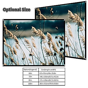 Richer-R Projector Screen, 60-100 Inch 16x9 Projector Screen Rear Projection Screen ,Portable Foldable Non-Crease Projector Curtain Screen 4:3 for Outdoor Camping Movie Open-air Cinema,White (72in)