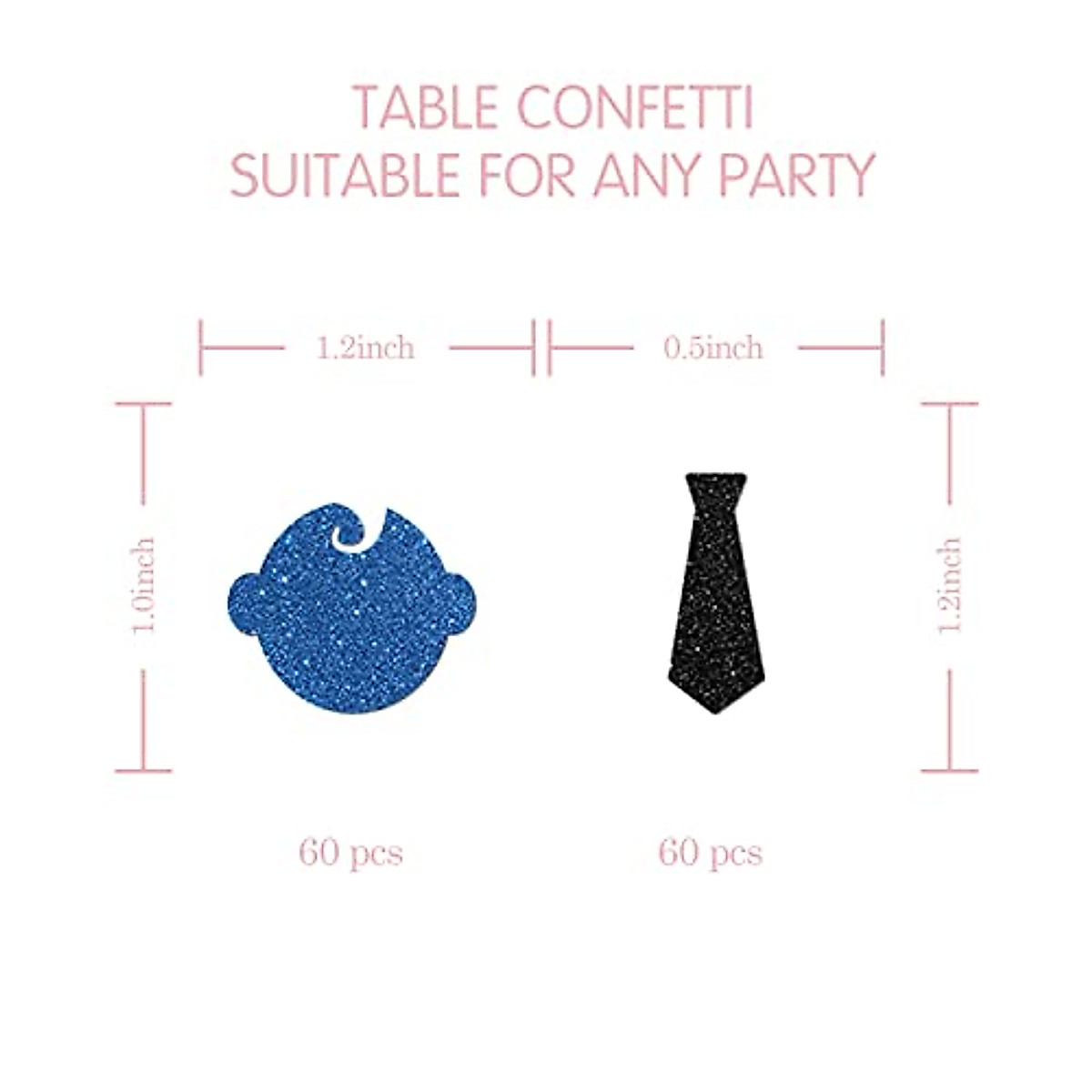 Halodete Boss Baby Confetti - Boy Birthday Party Table Decorations - Baby Shower Gender Reveal Confetti - Baby Boy 1st Birthday Table Scatter Confetti Decorations - Black Blue Glitter, 120pcs