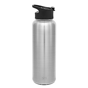 Simple Modern 40oz Water Bottle, Insulated Reusable Wide Mouth Stainless Steel Metal Flask with Flip Lid, Simple Stainless