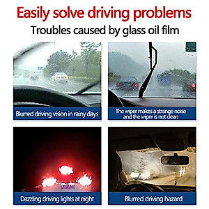 Car Glass Oil Film Cleaner - Glass Film Removal Cream with Sponge - Glass Oil Film Removing Paste - Car Windshield Oil Film Cleaner - Glass Stripper Water Spot Remover - Glass Oil Film Remover (2PCS)