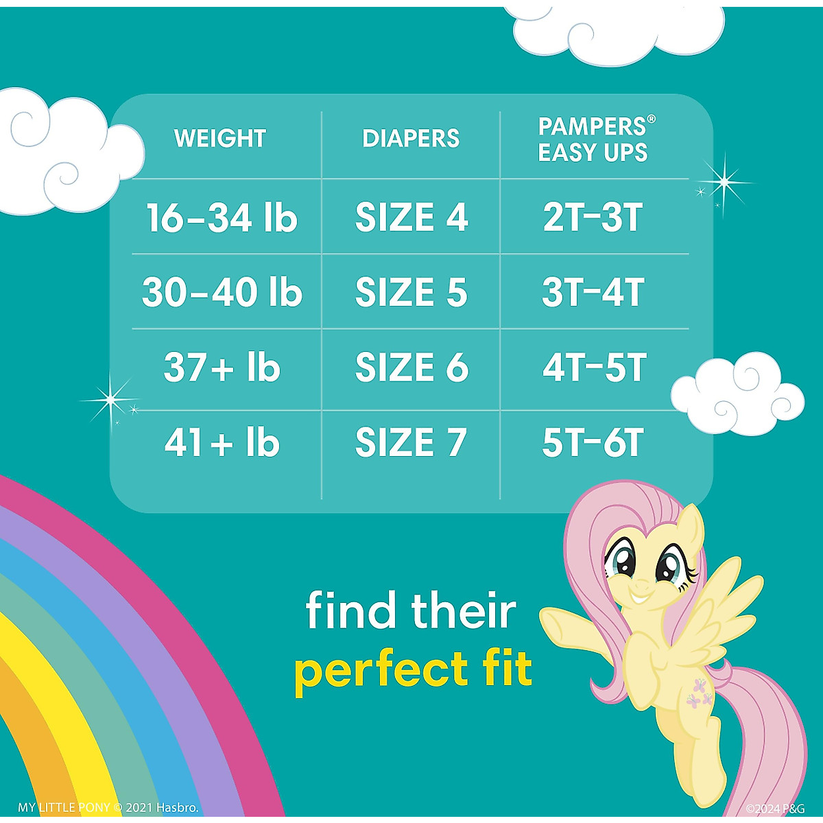 Pampers Easy Ups Girls & Boys Potty Training Pants - Size 2T-3T, 25 Count, My Little Pony Training Underwear (Packaging May Vary)