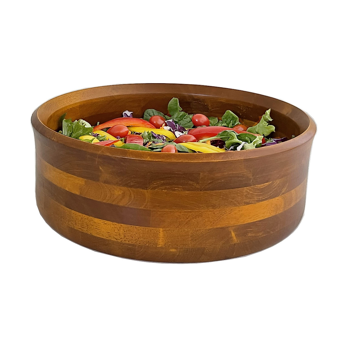 Woodard & Charles Wood Serving Bowls for Salad, Snack, Fruit, Chips, or Candy (13" x 5" Bowl with Servers)