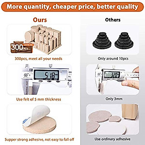 Furniture Pads 300 Pack Premium Furniture Felt Pads (Beige), Huge Quantity Self Adhesive Felt Pads, Anti Scratch Floor Protector for Furniture Legs Hardwood Floor with 60 Cabinet Door Bumpers