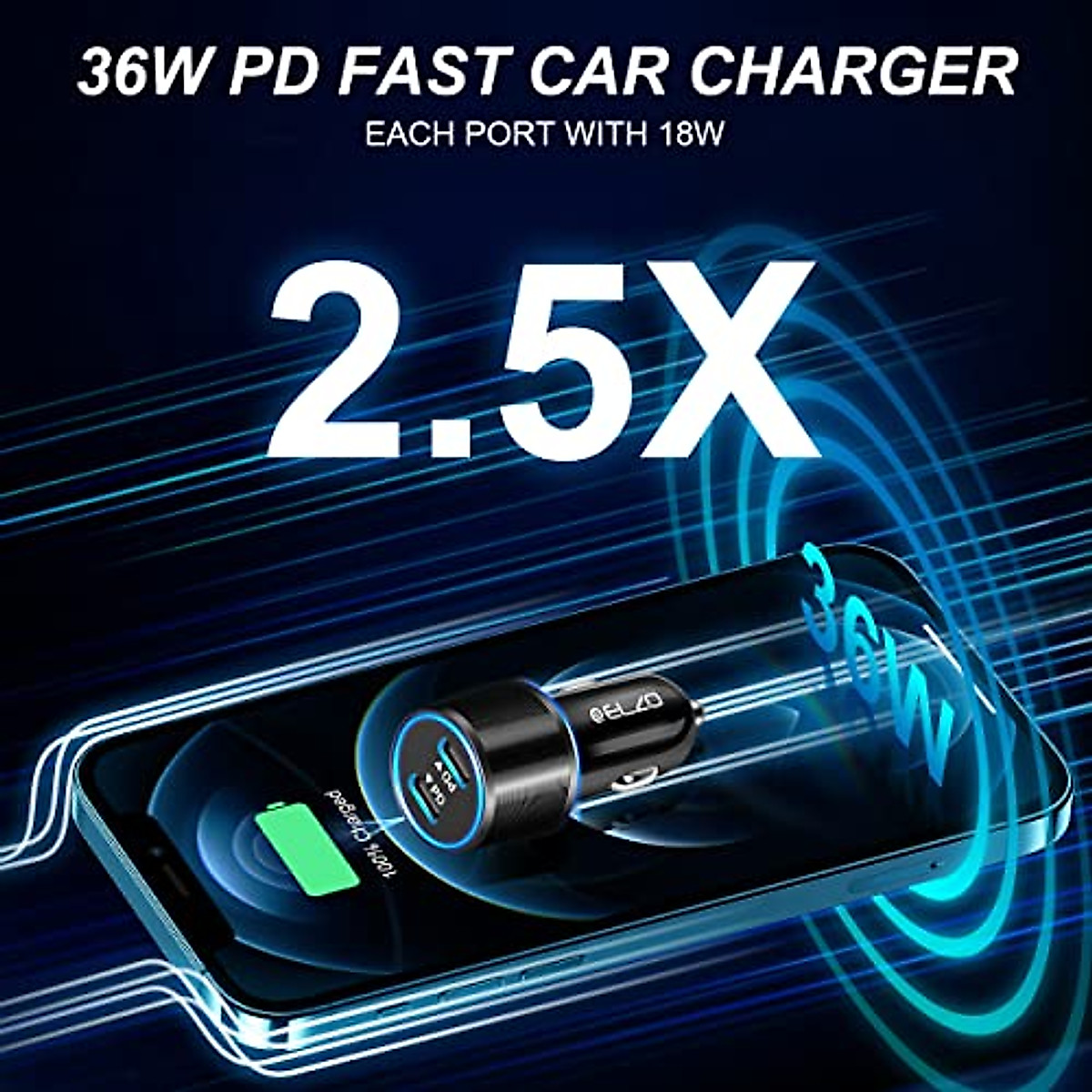 ELZO Dual USB C Car Charger Fast Charging 36W Type C Car Charger PD 3.0 Adapter Compatible with iPhone 14/13/12 Pro/Max/Mini/11/X/XS/XR/8/Plus, Galaxy S22/S21/S20/S10/S9, Pixel 6/5/4a/4/3a, iPad Pro