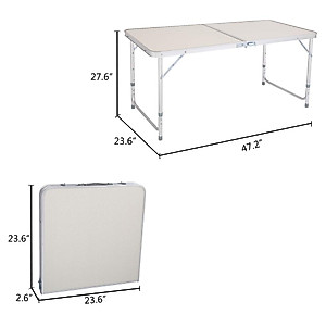 Ochine Foldable Indoor Outdoor All-Purpose Portable Wooden Table for Picnics, Camping, Beach, Tailgating, Patio, Kitchen, Living Room - Roll Up Folding Design