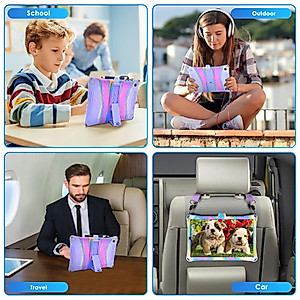 DETUOSI Case for Samsung Galaxy Tab S6 Lite 10.4" 2024/2022/2020 with Shoulder Strap, Stylus Pen, Multi-Angle Soft Silicone Case for Galaxy S6 Lite Tablet, Model(SM-P610/P613), Rose Red & Purple