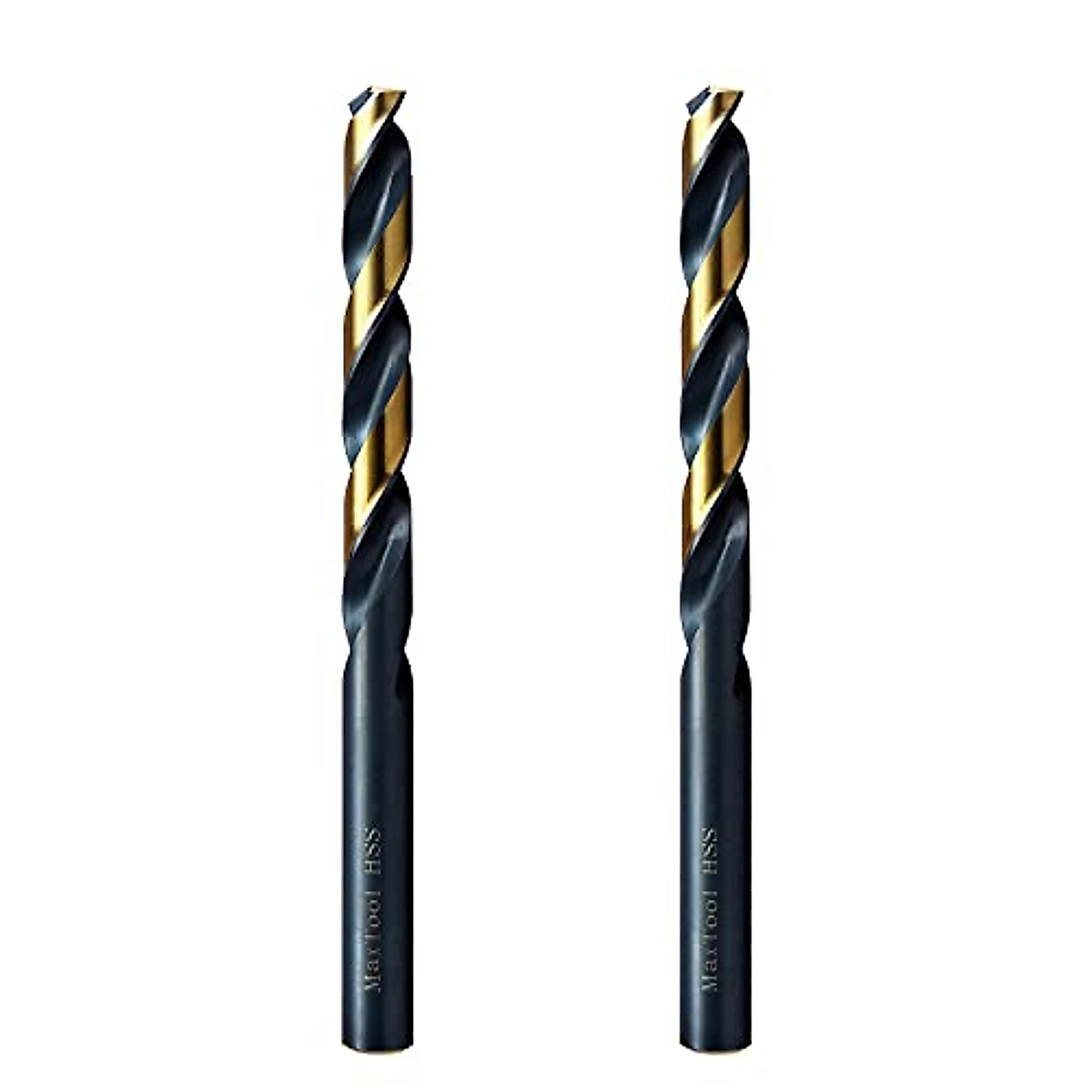 MAXTOOL 9.5mm 2pcs Identical Jobber Length Drills HSS M2 Twist Drill Bits Metric Fully Ground Black & Bronze Straight Shank Drills; JBM02H10R095P2