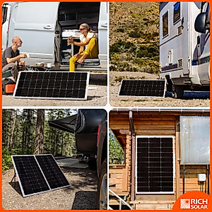 RICH SOLAR 200 Watt 12 Volt Monocrystalline Solar Panel 2 Pack of 9BB Cell 100W High Efficiency Solar Module Charge Battery for RV Trailer Camper Marine Off Grid