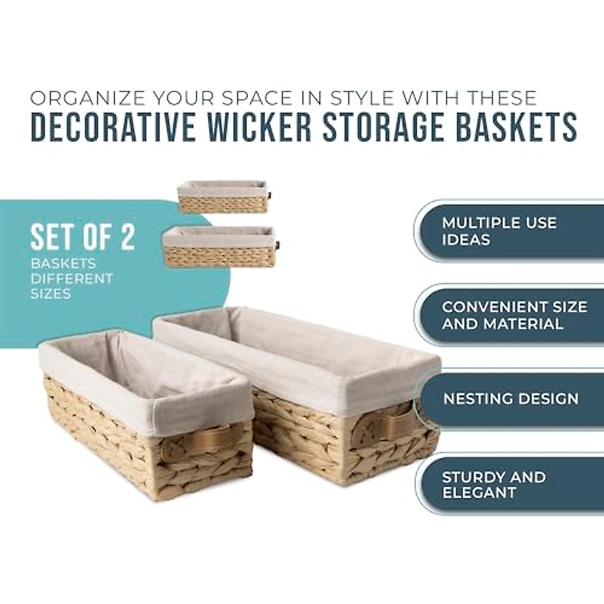 Comfify Boho Decorative Rope Baskets, Set of 3, Brown, Round, 10"Dia