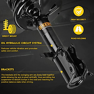 OREDY 4PCS Front Rear Struts Assembly w/Coil Spring Replacement for 2003-2008 Toyota Corolla Excl. XRS - 172114 172115 171373