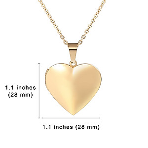 OTXIXTO Personalized Heart Locket Necklace for Women with Picture Custom Inside Engraved Text Silver/Gold/Rosegold Photo Locket Stainless Steel Memorial Gifts for Mom Daughter Grandmother (I Love…)