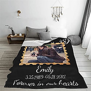 Custom Memorial Throw Blanket - in Loving Memory Photo Blanket for Loss of Mom Dad Grandma Son Daughter - Remembrance Gifts - Personalized Memorial Gift