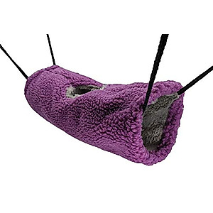 PAWSINSIDE Small Animal Hanging Tunnel Fleece Bunkbed Hammock for Ferret Rat Sugar Glider Squirrel (Tube, Purple)