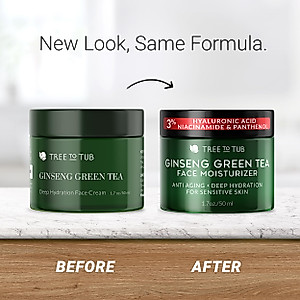 Tree to Tub Hydrating Face Moisturizer for Dry & Sensitive Skin - Water Based Hyaluronic Acid Facial Moisturizer, Moisturizing Face Cream for Women & Men w/Organic Aloe, Green Tea, Natural Ginseng