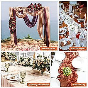 Nialnant Table Runner 35 X 160 Inch Beige Cheesecloth Table Runner for Wedding Reception,Rustic Table Runners for Boho Party,Holidays,Bridal Showers Decorations