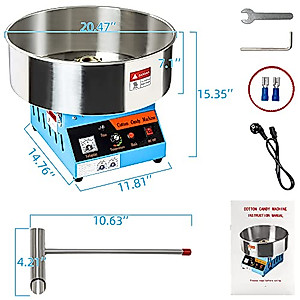 Display4top Cotton Candy Machine Commercial, Electric Cotton Candy Maker, 1080W Candy Floss Maker with Sugar Scoop and Lights Music, Perfect for Family Party Amusement Park Carnival (Blue)