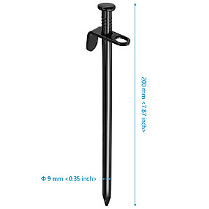 Tent Stakes Heavy Duty, SEHOI 16 Pack 8 Inches Forged Steel Tent Pegs, Multiuse Tarp Pegs Camping Stakes for Camping Canopy, Lawn, Snowfield, Courtyard, Grassland, Black