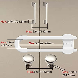 (10 pack white) 4 button Cabinet Locks, U-Shaped Proofing Drawers Safety Child Locks Adjustable, for Wardrobe,Kitchen,Bathroom,Drawer,Fridge,Cupboard Doors Knobs & Handles