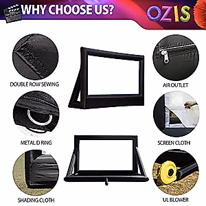 OZIS 25Ft Inflatable Outdoor and Indoor Movie Projector Screen - Blow up Mega Cinema Theater Projector Screen with 450W Blower - Supports Front and Rear Projection - for Backyard Party Barbecue Travel