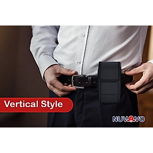 NUVAVO Cell Phone Holster Cell Phone Pouch for iPhone 14, 14 Pro, iPhone 13, 13 Pro, iPhone 12, 12 Pro, iPhone 11, XR, XS with Belt Clip Phone Belt Holder Pouch (Fits Phone with Otterbox Case on)