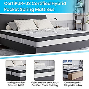 Flash Furniture Upholstered Platform Bed/Mattress Set, King, Beige