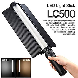 GODOX LC500 Light Stick 516 Lamp Beads Portable Photography Light Stick with Cold and Warm Color Temperature for Live,Self Portrait, Product,Wedding Shooting, Camping. (LC500)