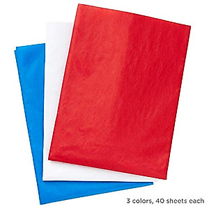 Hallmark Red, White and Blue Bulk Tissue Paper for Gift Wrapping (120 Sheets) for Gift Bags, Birthdays, Graduations, Fourth of July, Christmas, Hanukkah