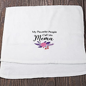 PXTIDY Mema Gifts Mema Towel My Favorite People Call Me Mema Embroidered Wash Towel for Mema Birthday Gifts Grandma Mema Gifts from Grandchildren