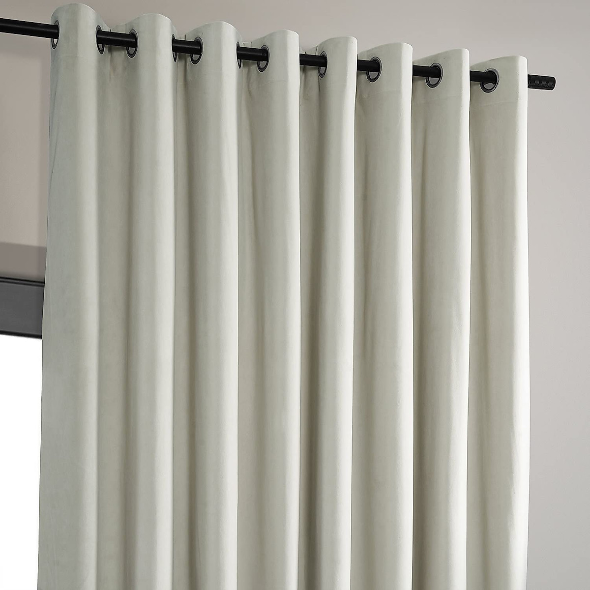 HPD Half Price Drapes Extra Wide Grommet Blackout Velvet Curtains 96 Inches Long Heat & Full Light Blocking Blackout Curtains for Bedroom & Living Room (1 Panel), 100W x 96L, Off White