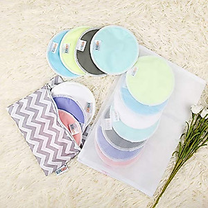 ALVABABY Suede Cloth Nursing Pads Washable Organic Breastfeeding for Mothers Suede Cloth Flat Bottom Soft Absorbent 4.72 Inch 14 Pieces of Multicolor Breast Pads 14RDS