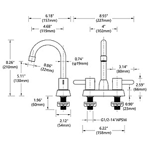 2 Handles Bathroom Sink Faucet, Brushed Nickel Centerset RV Bathroom Faucets for 3 Hole