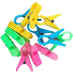 AEJESOP Clothing Pin Set, Towel Clips Chair Clips Towel Holder,Plastic Clothes Pegs Hanging Clip, Clothes Pins - Pack of 12