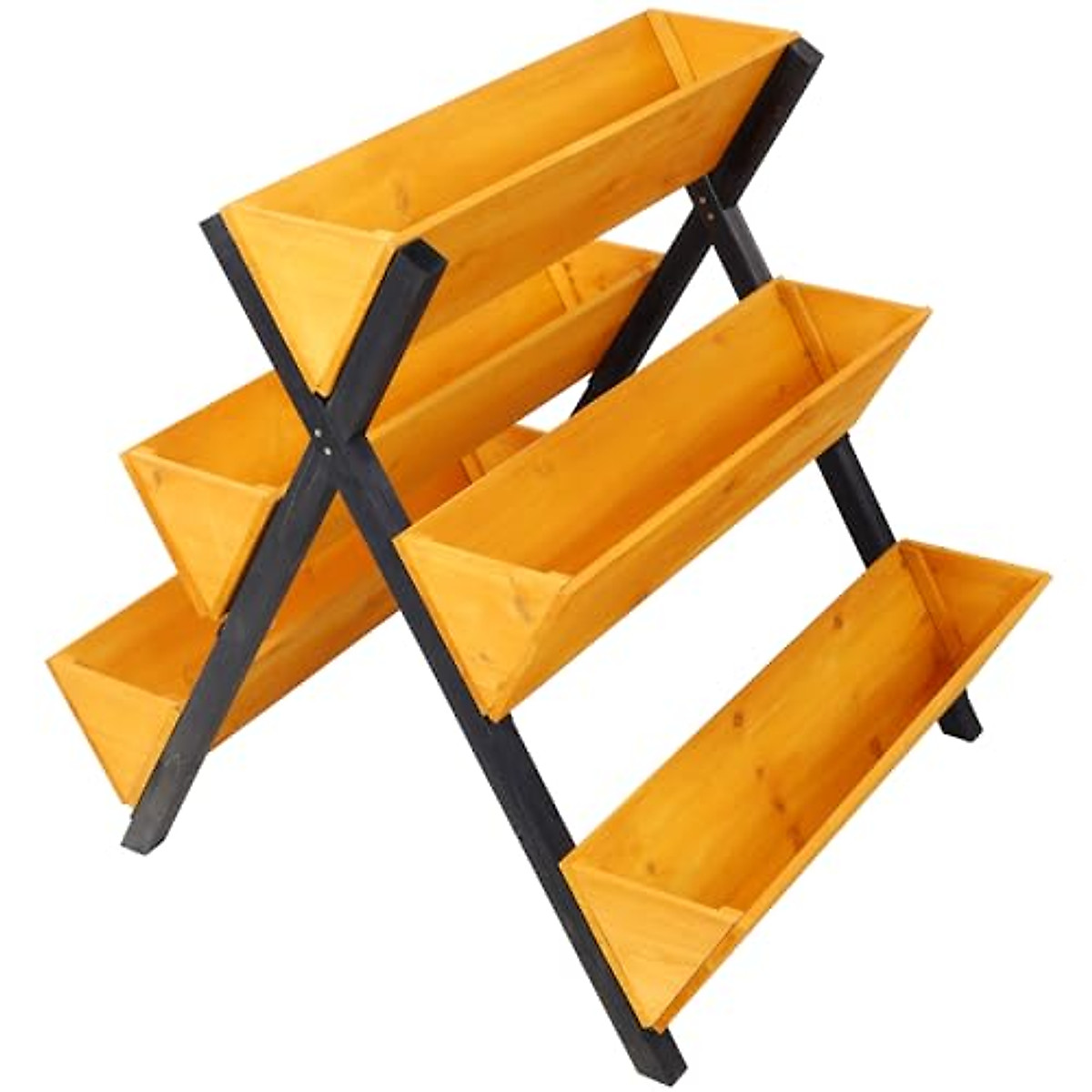 HarmoGZen 3 Tiers Wooden Vertical Raised Garden Bed with Legs,Brown Planter Raised Beds Kit for Flowers Herbs Vegetables