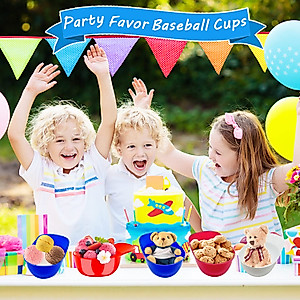 Szsrcywd 24 Pack Plastic Baseball Helmet Bowl,Mini Ice Cream Dessert Baseball Cap Bowls,Party Snack Cups for Birthday Party Supplies(Red Blue and White)
