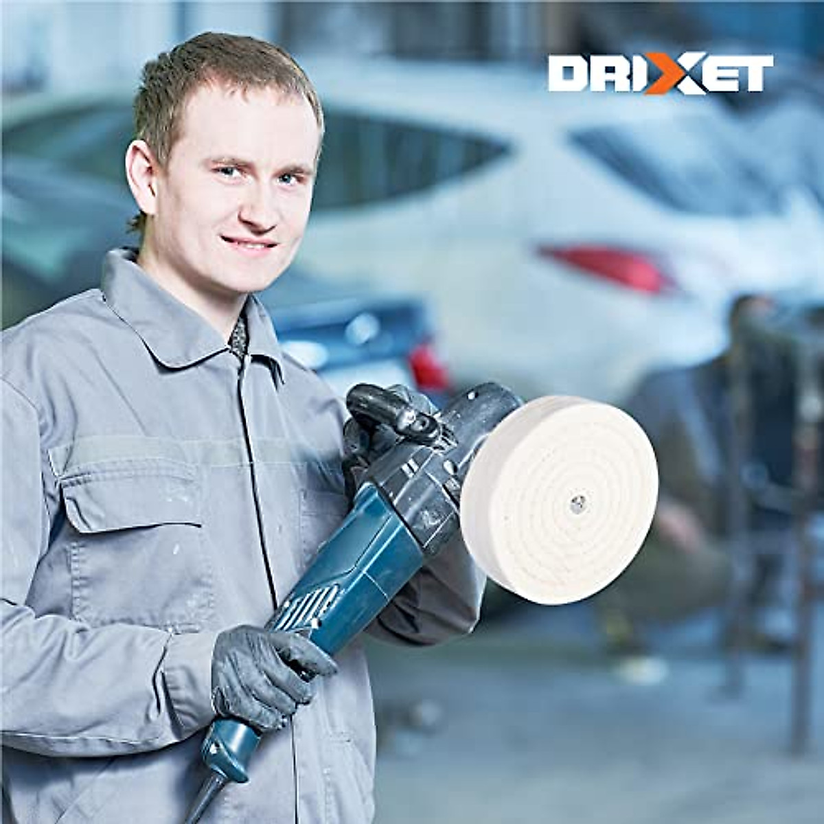 Buffing Wheels for Bench Grinder - 6 Inch Extra Thick Buffing Wheel Fine Cotton Sewn Rigid Treated Spiral with a 1/2” Center Arbor Hole - 80 Ply Polishing Wheel for Bench Grinder – by Drixet